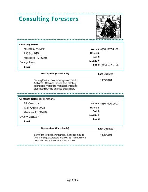 Consulting Foresters - Jackson County Florida Extension Service