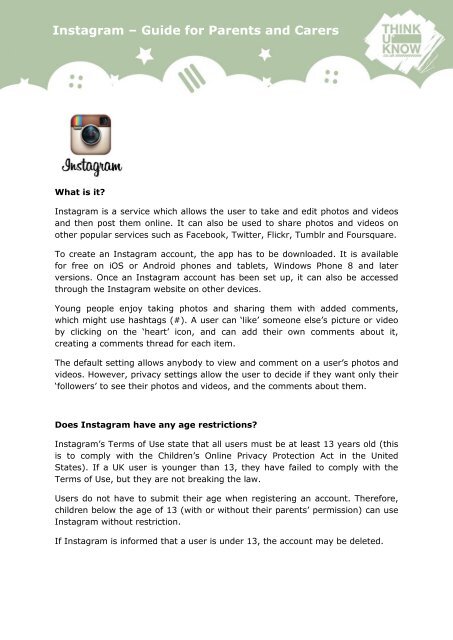 Instagram – Guide for Parents and Carers