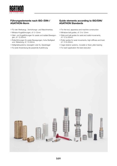 Guide elements according to ISO/DIN/Agathon standards