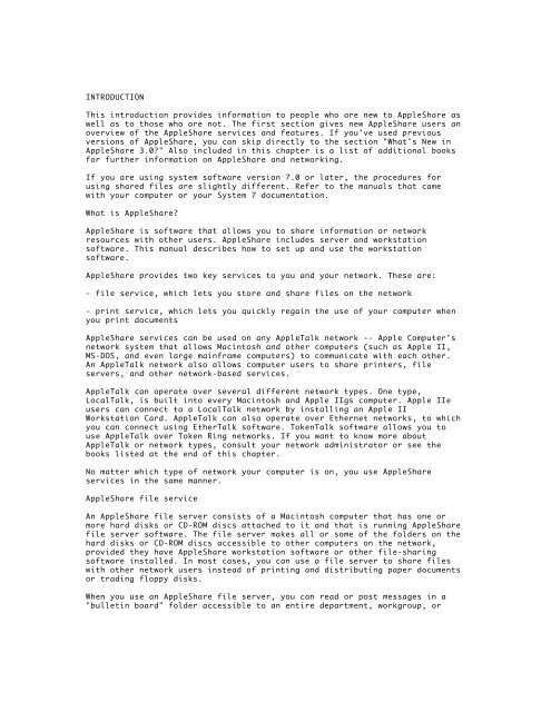 Apple AppleShare 3.0 User's Guide (Manual) - AppleShare 3.0 User's ...