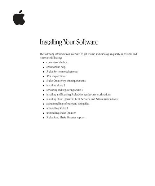 Apple Shake 3.0 Installation Guide (Manual) - Shake 3.0 Installation ...