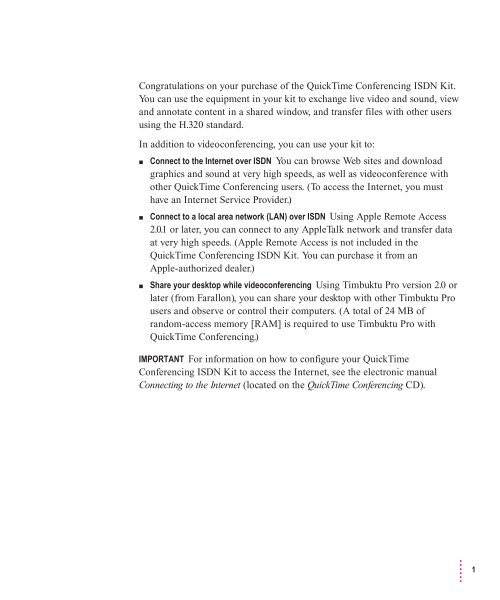 Apple QuickTime Conferencing ISDN Kit (Hardware Installation Manual ...