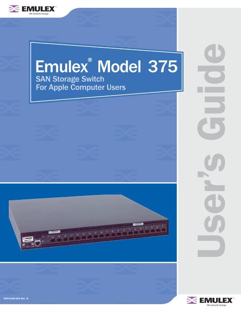 Apple Emulex Model 375: SAN Storage Switch User's Guide for Apple Computer Users (Manual ...