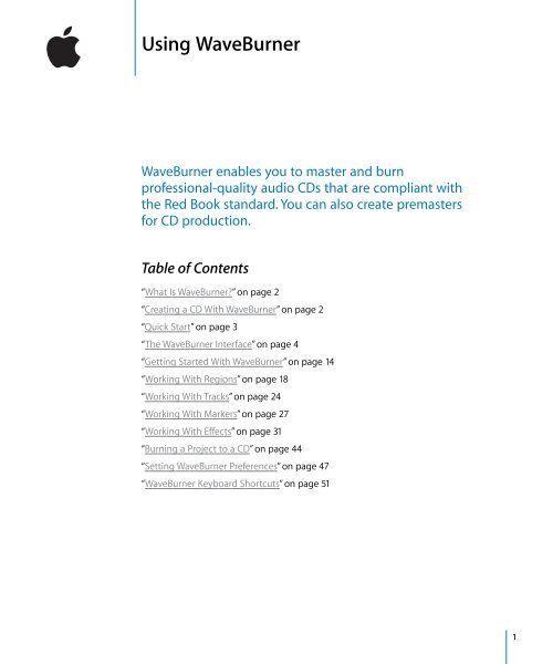 Apple Using WaveBurner Logic Pro 7.1 (Manual) - Using WaveBurner Logic Pro 7.1 (Manual)