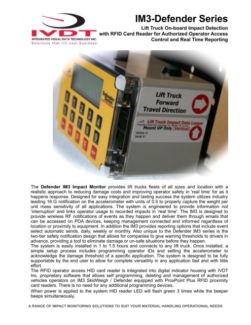 Forklift impact detections, IM3 RFID 2P V2