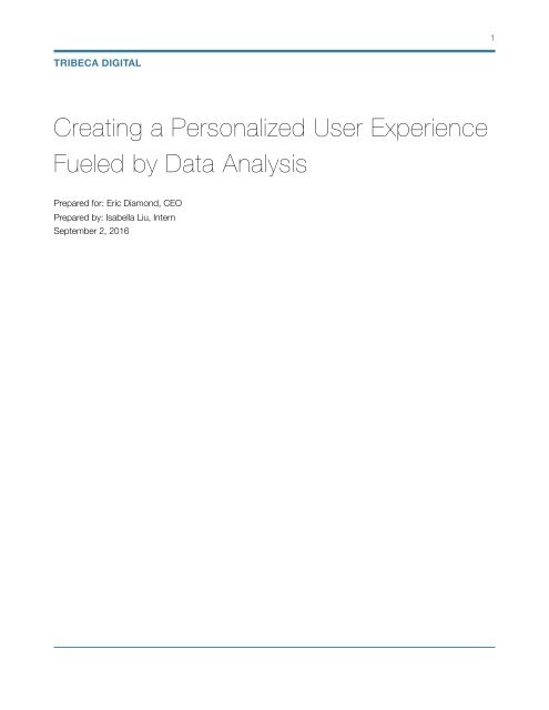 Creating a Personalized User Experience Fueled by Data Analysis