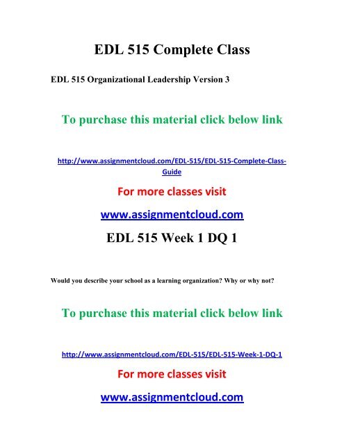 EDL 515 Complete Class