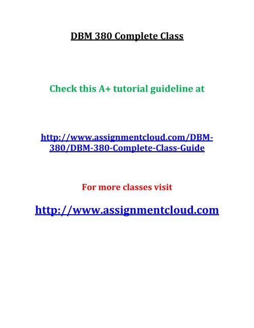 DBM 380 Complete Class