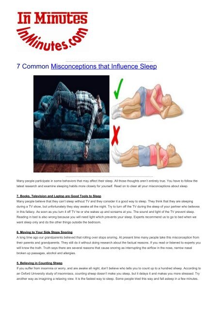 7 Common Misconceptions that Influence Sleep