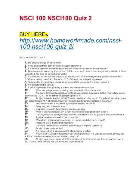 NSCI 100 NSCI100 Quiz 2