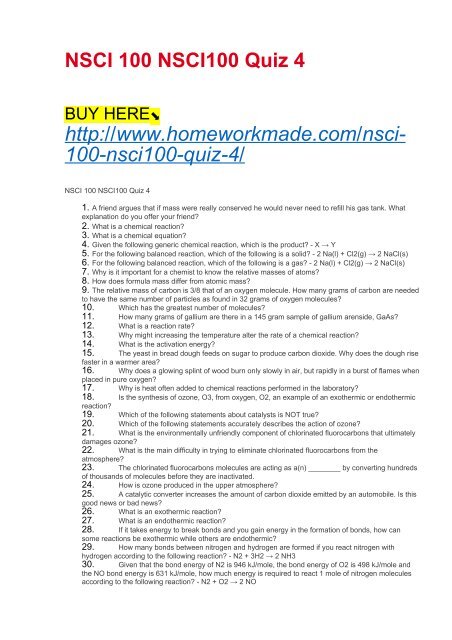 NSCI 100 NSCI100 Quiz 4
