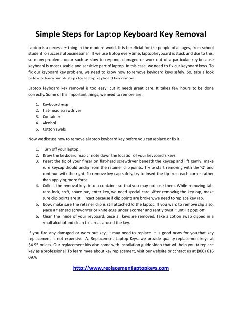Simple Steps for Laptop Keyboard Key Removal