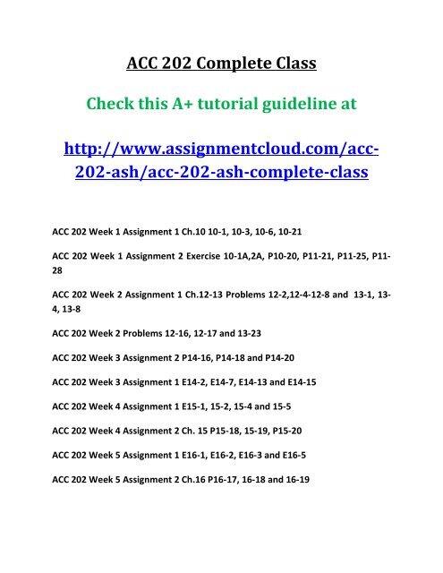 ACC 202 Complete Class