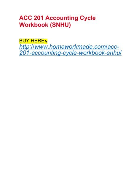 ACC 201 Accounting Cycle Workbook (SNHU)