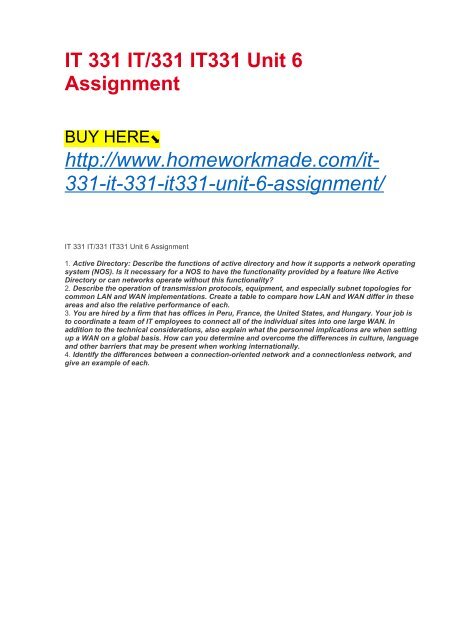 IT 331 IT:331 IT331 Unit 6 Assignment