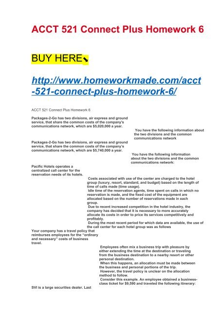 ACCT 521 Connect Plus Homework 6