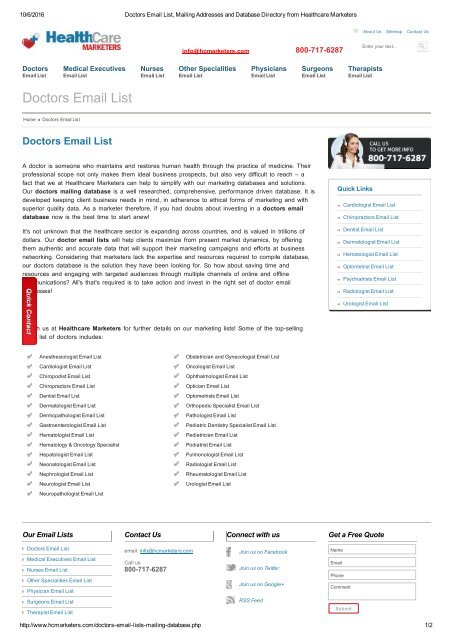 Email Address of Doctor