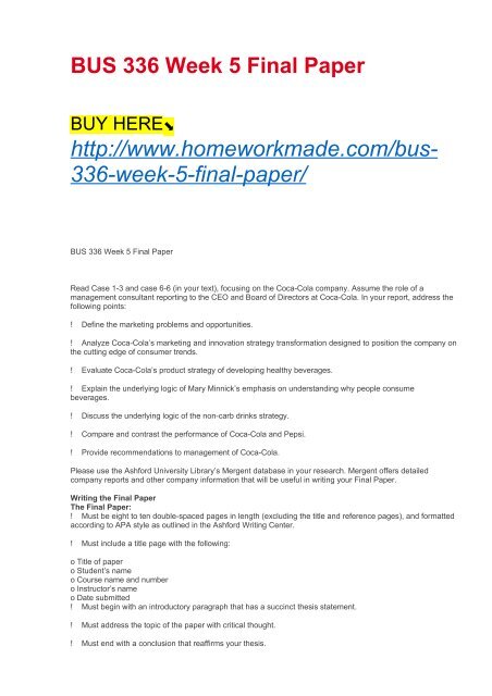 BUS 336 Week 5 Final Paper