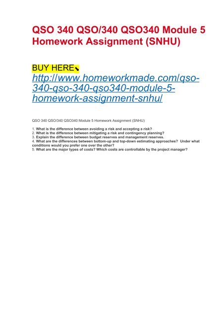 QSO 340 QSO:340 QSO340 Module 5 Homework Assignment (SNHU)