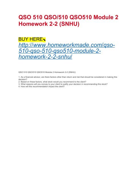 QSO 510 QSO:510 QSO510 Module 2 Homework 2-2 (SNHU)