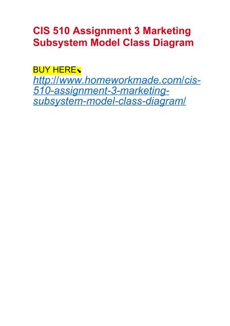 CIS 510 Assignment 3 Marketing Subsystem Model Class Diagram