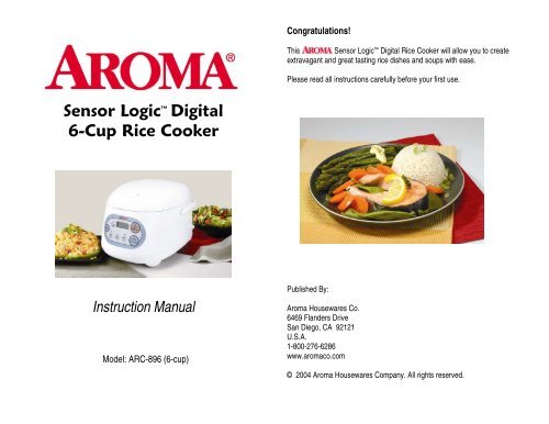 Aroma Rice CookerARC-896 (ARC-896) - ARC-896 Instruction Manual - Rice ...