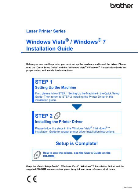 Brother HL-6050D - Windows Vista®/ Windows® 7 Installation Guide