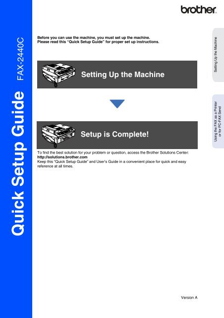 Brother FAX-2440C - Quick Setup Guide