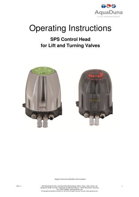 SPS Control Head for Lift and Turning Valves - Kieselmann GmbH