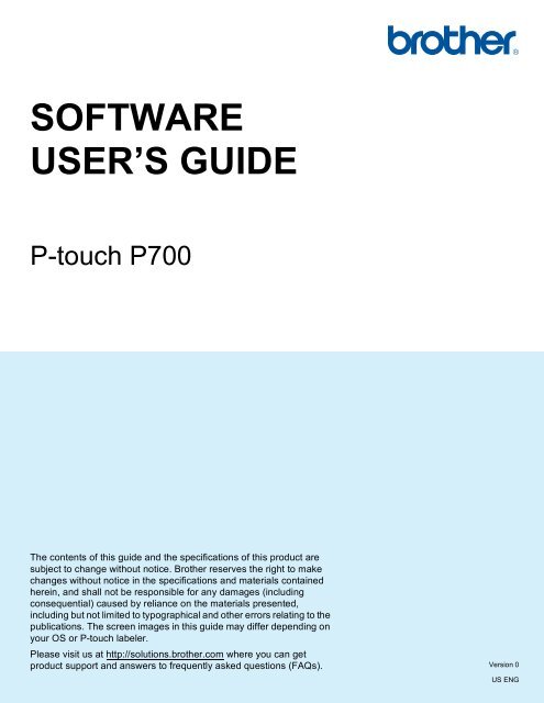 Brother PT-P700 - Software User's Guide