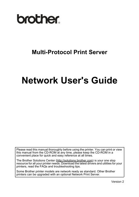 Brother HL-5170DN - Network User's Guide