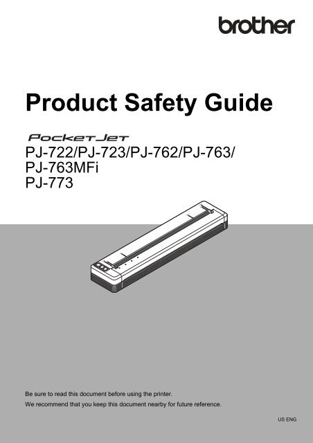 Brother PJ-763 - Product Safety Guide