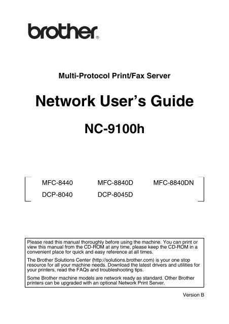 Brother DCP-8040 - Network User's Guide
