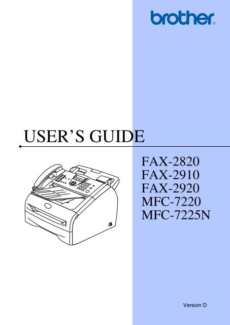 Brother FAX-2820 - User's Guide