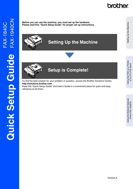 Brother FAX-1940CN - Quick Setup Guide