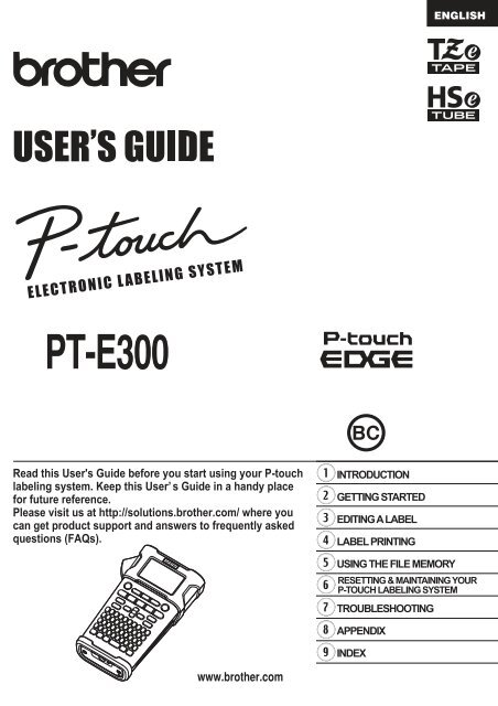 Brother PT-E300 - User's Guide