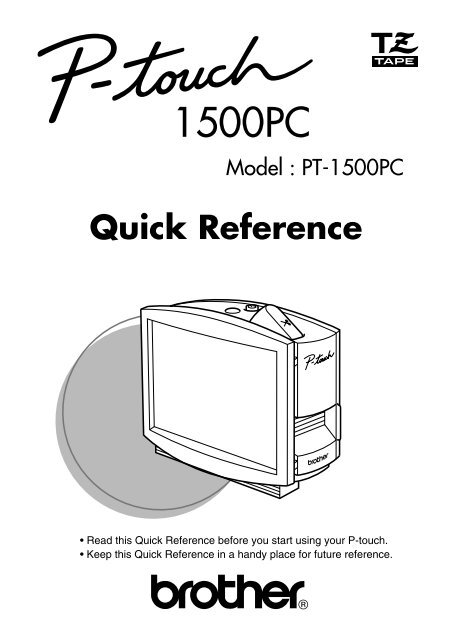 Brother PT-1500PC - Quick Reference Guide