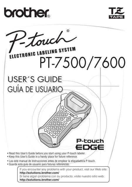 Brother PT-7600 - User's Guide