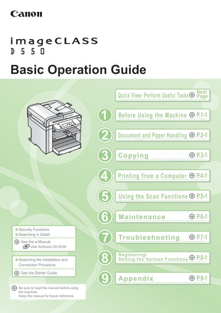 Canon imageCLASS D550 - imageCLASS D550 Basic Operation Guide