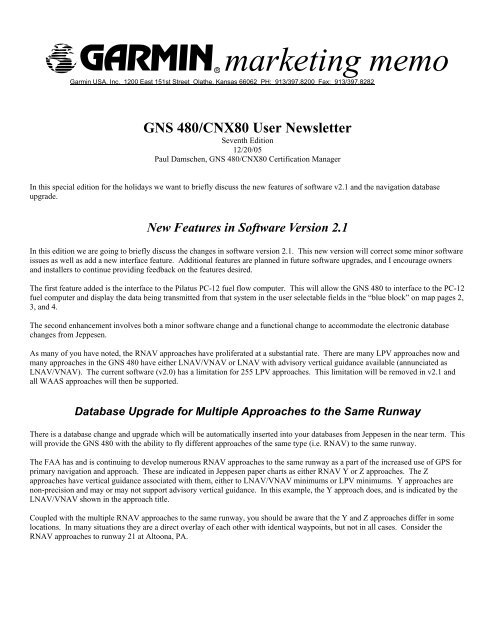 Garmin GNS 480 - Newsletter (7th Edition)