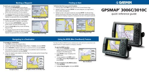 Garmin GPSMAP 3010C - Quick Reference Guide