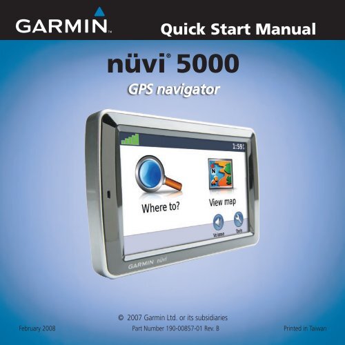 Garmin nüvi® 5000 - Quick Start Manual