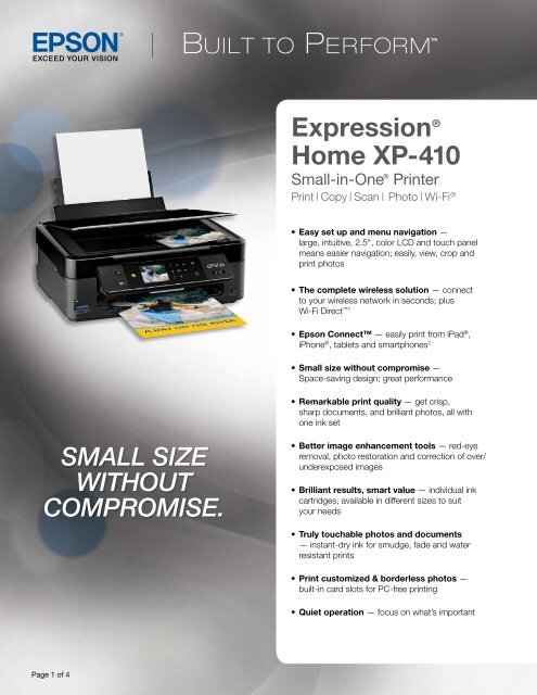 Epson Epson Expression Home XP-410 Small-in-One® All-in-One Printer ...