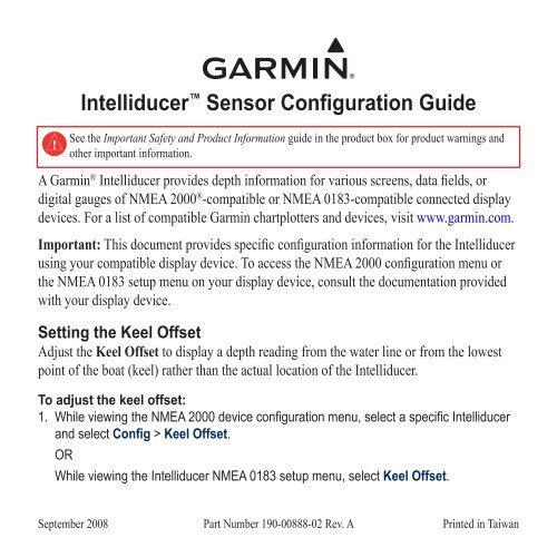 Garmin Intelliducer™ Transom Mount Sensor with Depth & Temperature ...