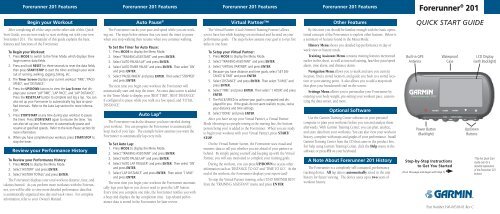 Garmin Forerunner® 201 - Quick Start Guide