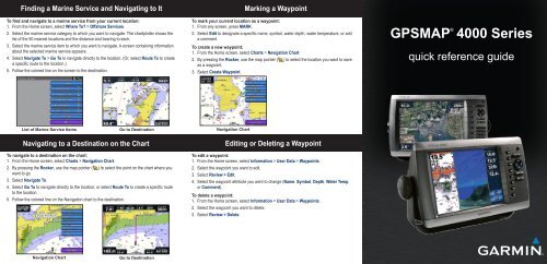 Garmin GPSMAP 4212 - Quick Reference Guide