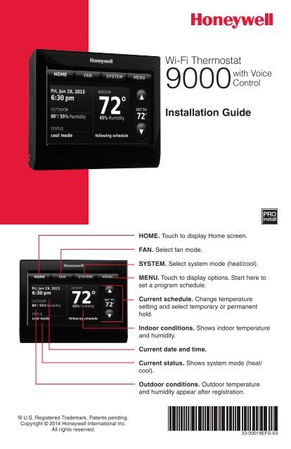 Honeywell Wi-Fi 9000 with Voice Control - 7-Day Programmable Thermostat (TH9320WFV6007) - Wi-Fi ...