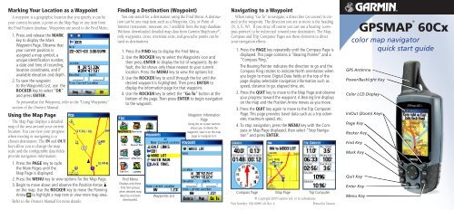 Garmin GPSMAP® 60Cx - Quick Reference Guide