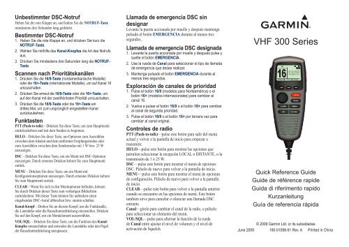 Garmin VHF 300/300i Marine Radio - Quick Reference Guide
