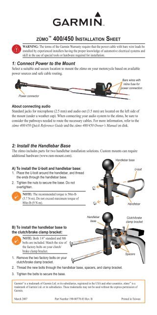 Garmin zūmo® 450 - Installation Sheet